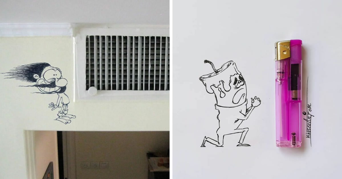 Artist Creates Funny Illustrations Where Real-Life Meets Playful Drawings