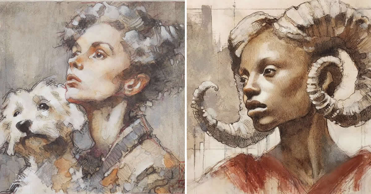 25 Expressive Mixed Media Portraits by Alberto Mancini That Sing with ...